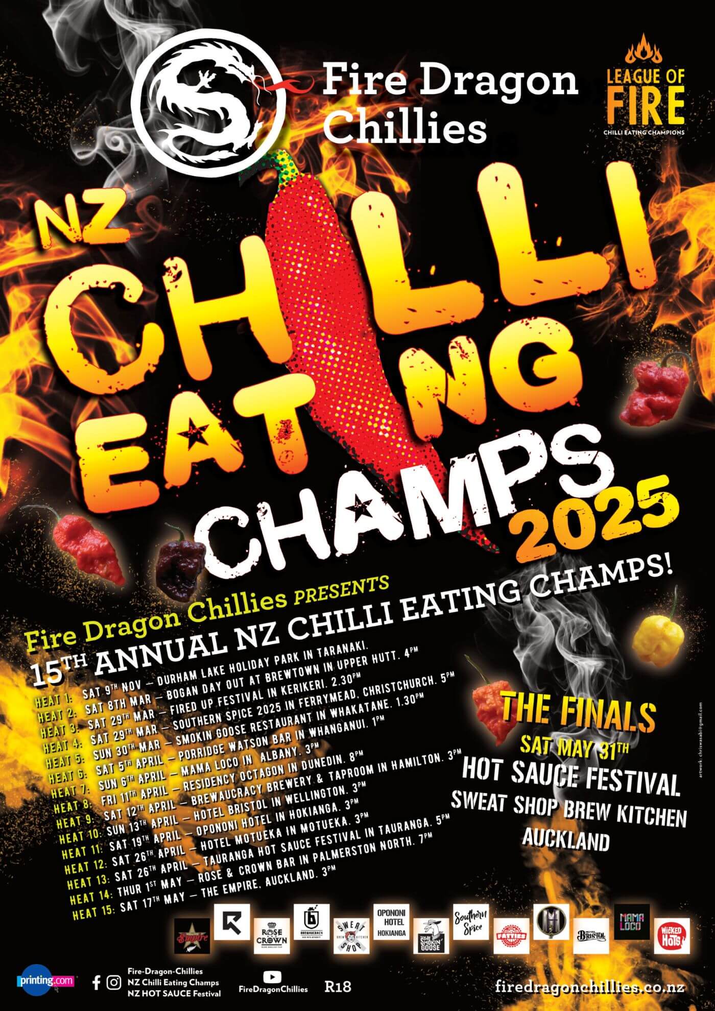 New Zealand Chilli Eating Champs - Fire Dragon Chillies